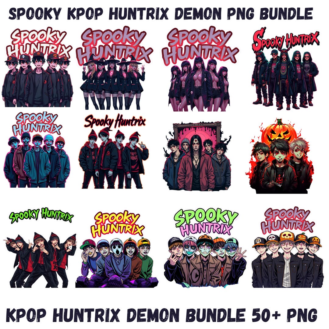 Spooky Huntrix Halloween PNG, Kpop Demon Hunters Clipart, Saja Girls ...