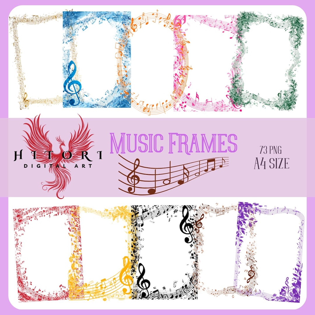 Music Frames, 73 A4 Sheets, Notes, Music, Transparent Background - Etsy