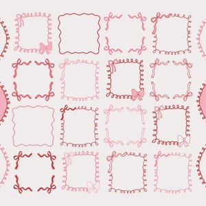 Valentine's Day Frames and Borders Clipart, Coquette Bows Clipart, Hand ...