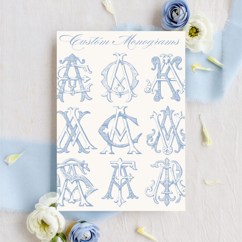 Custom Wedding Monogram, Wedding Crest With Initials, Vintage Monogram ...