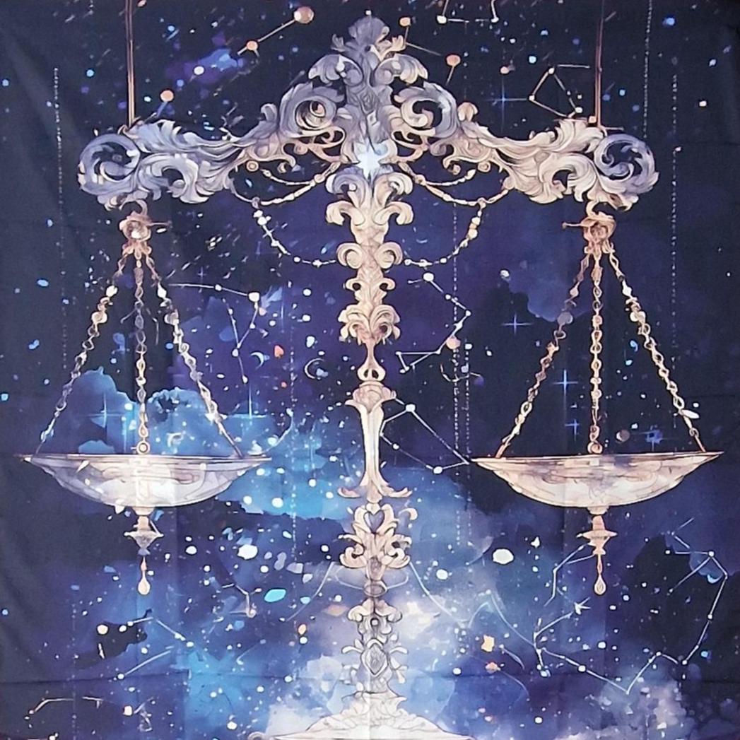 Libra Zodiac Altar Cloth: Scales of Justice Tapestry, Cosmic Décor - Etsy