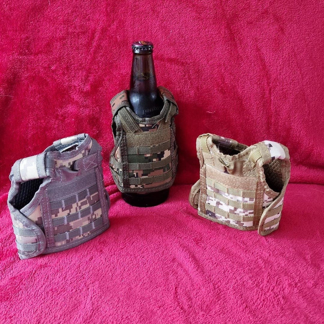 Military Beer Bottle Cover, Mini Army Vest Drink Holder, Camouflage ...