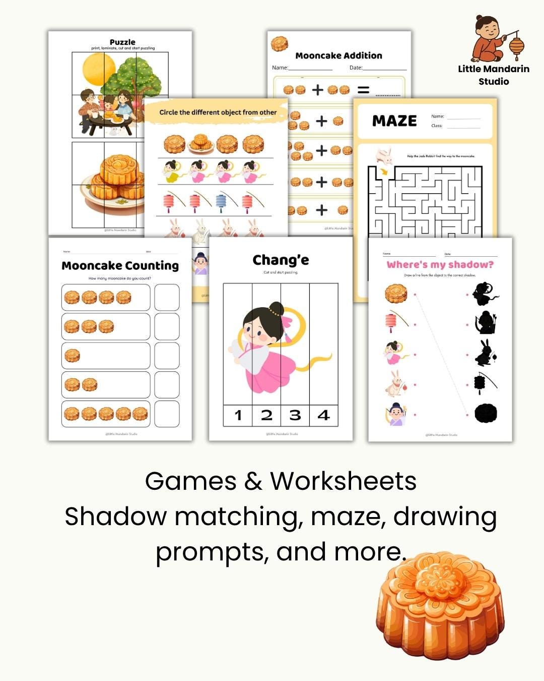 Mid-autumn Festival Chinese Learning Pack | Mooncake Flashcards ...