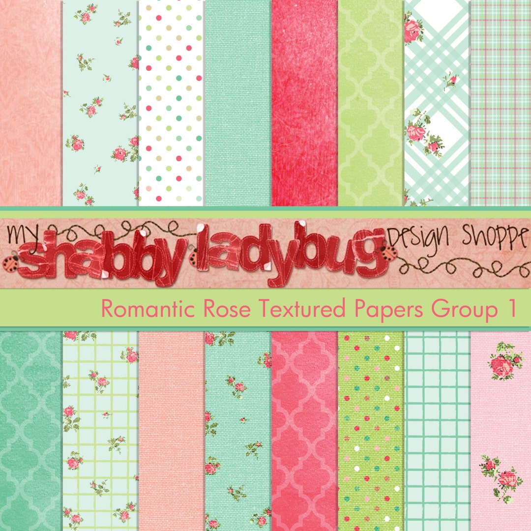 Romantic Rose Vintage Textured Paper Collection Shabby Chic - Etsy