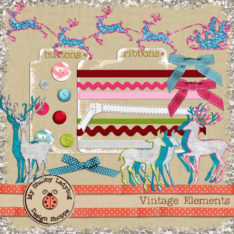 HUGE Digital Mega Kit! Ribbons, Snowflakes, 16 12x12 Textured Papers ...