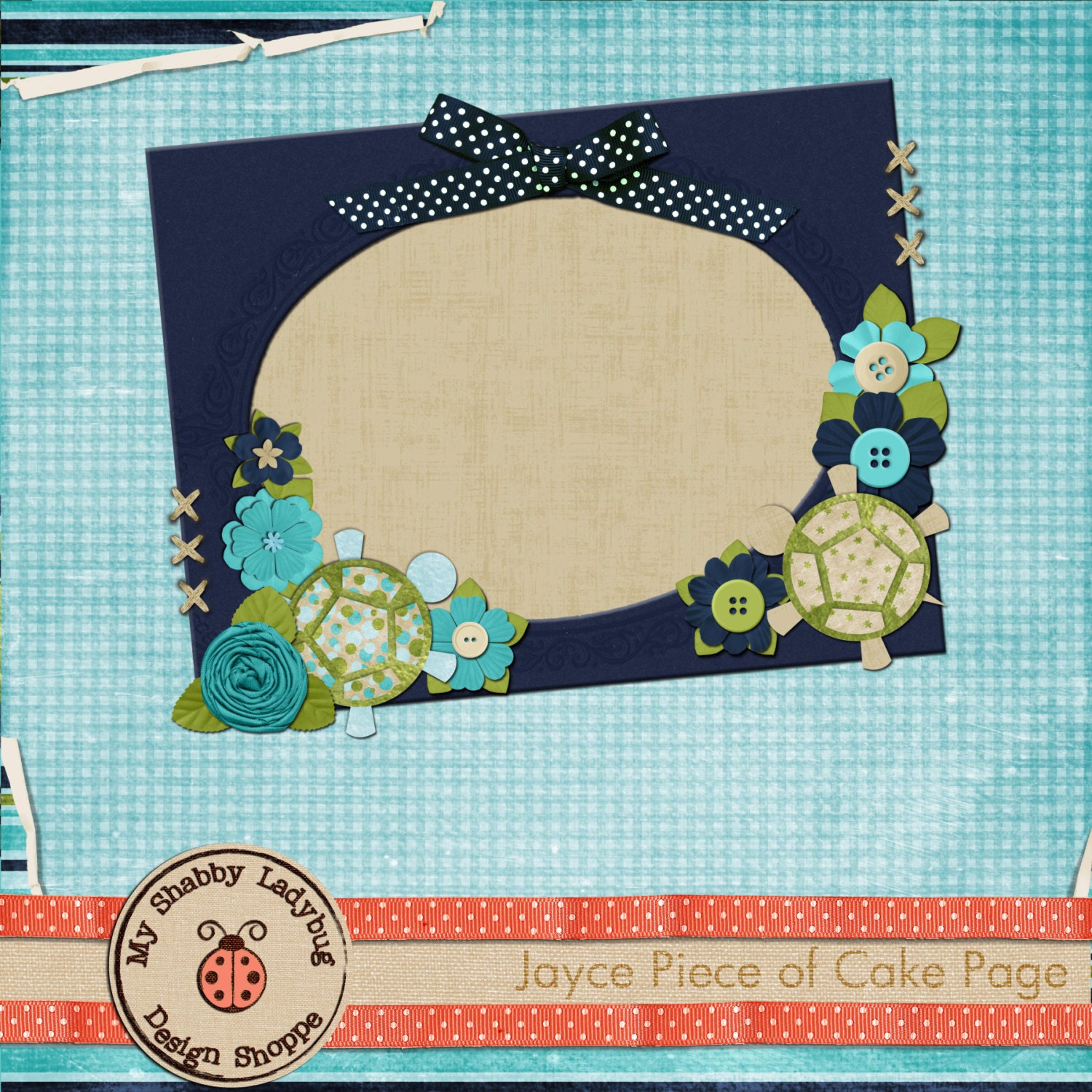 Jayce Piece-of-cake Album Page! Turtles, Flowers, Stitches and Frames ...