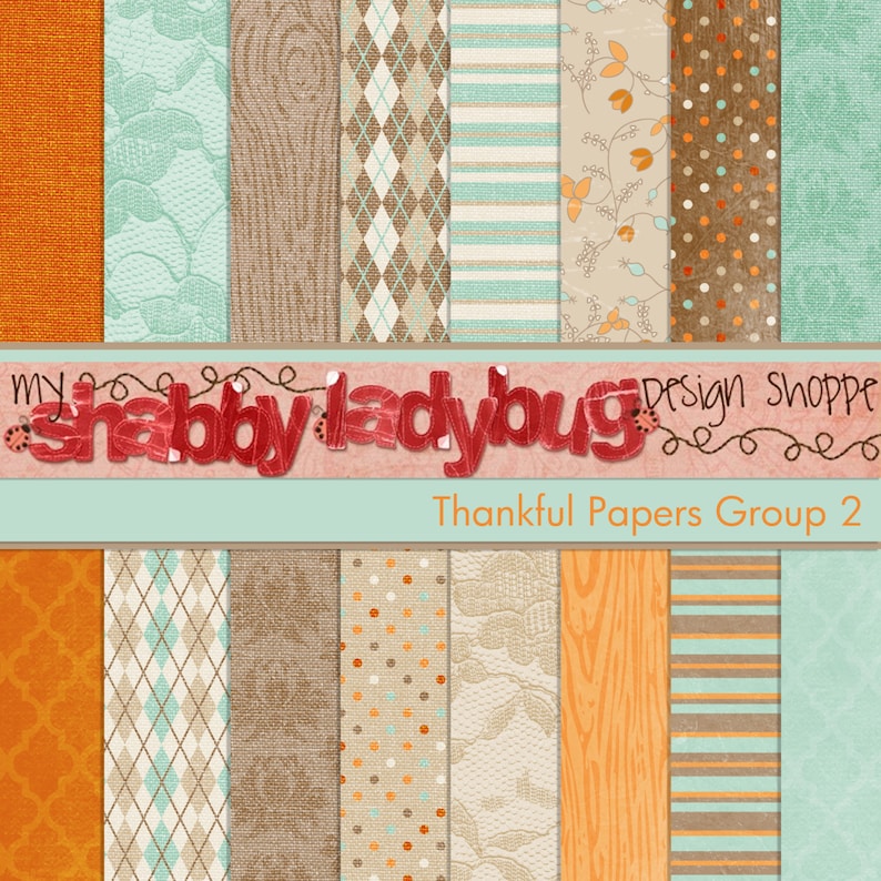 Thankful Digital Textured Paper Collection Group 3: 16 Individual 12x12 ...