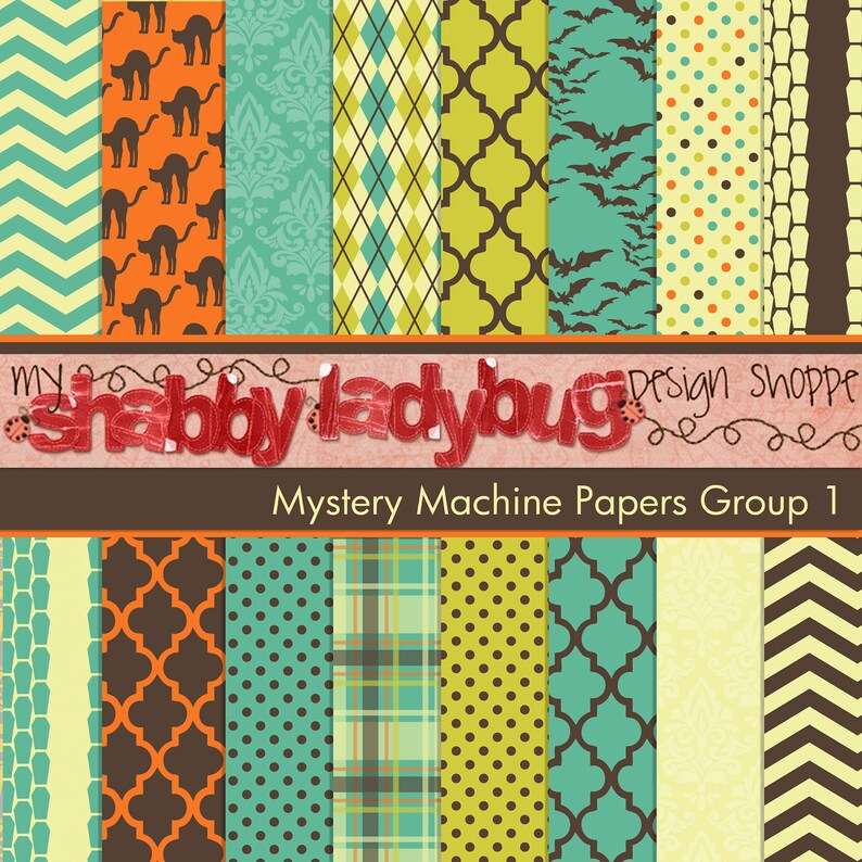 Mystery Machine Halloween Digital Paper Collection Group 3: 16 ...