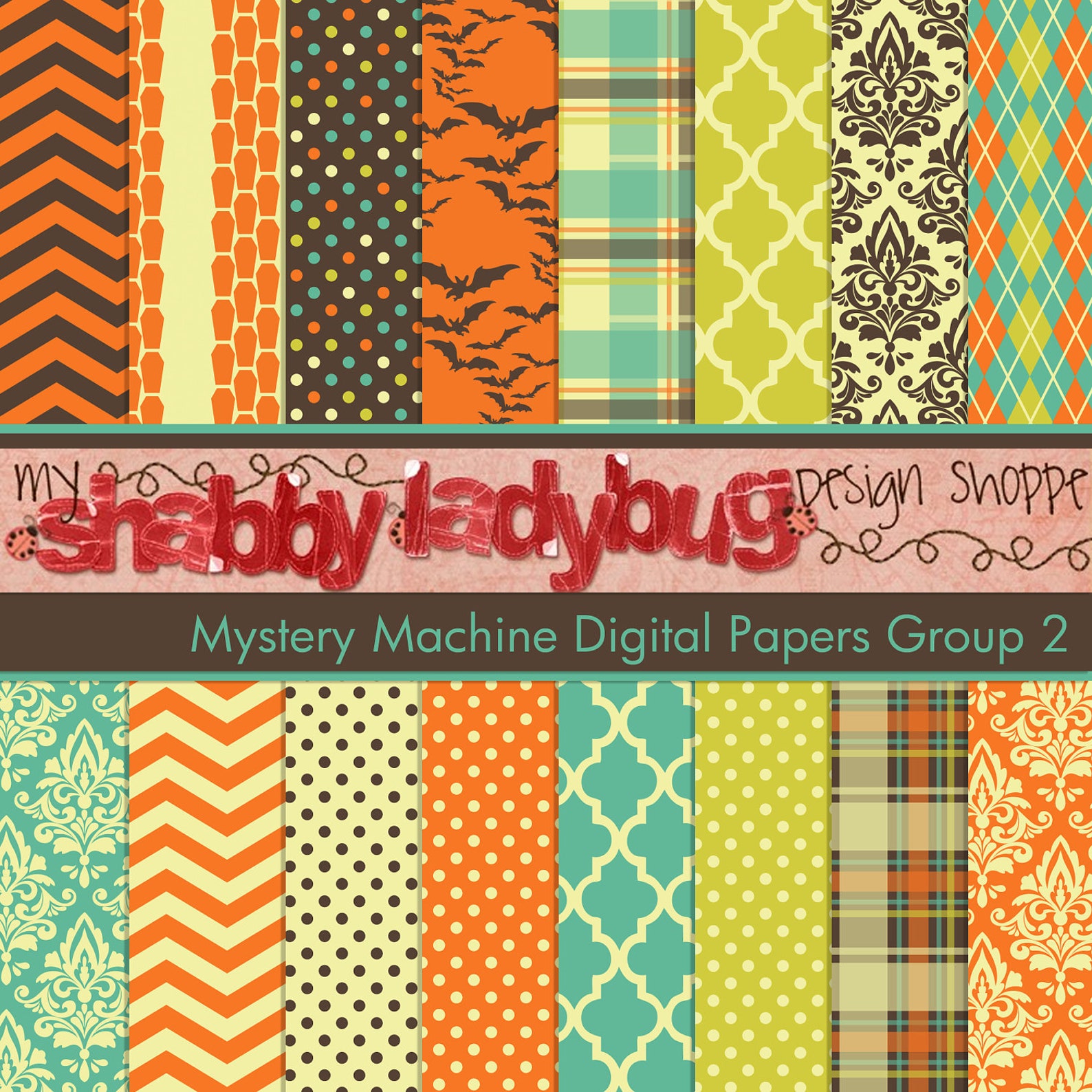 Mystery Machine Halloween Digital Paper Collection Group 3: 16 ...