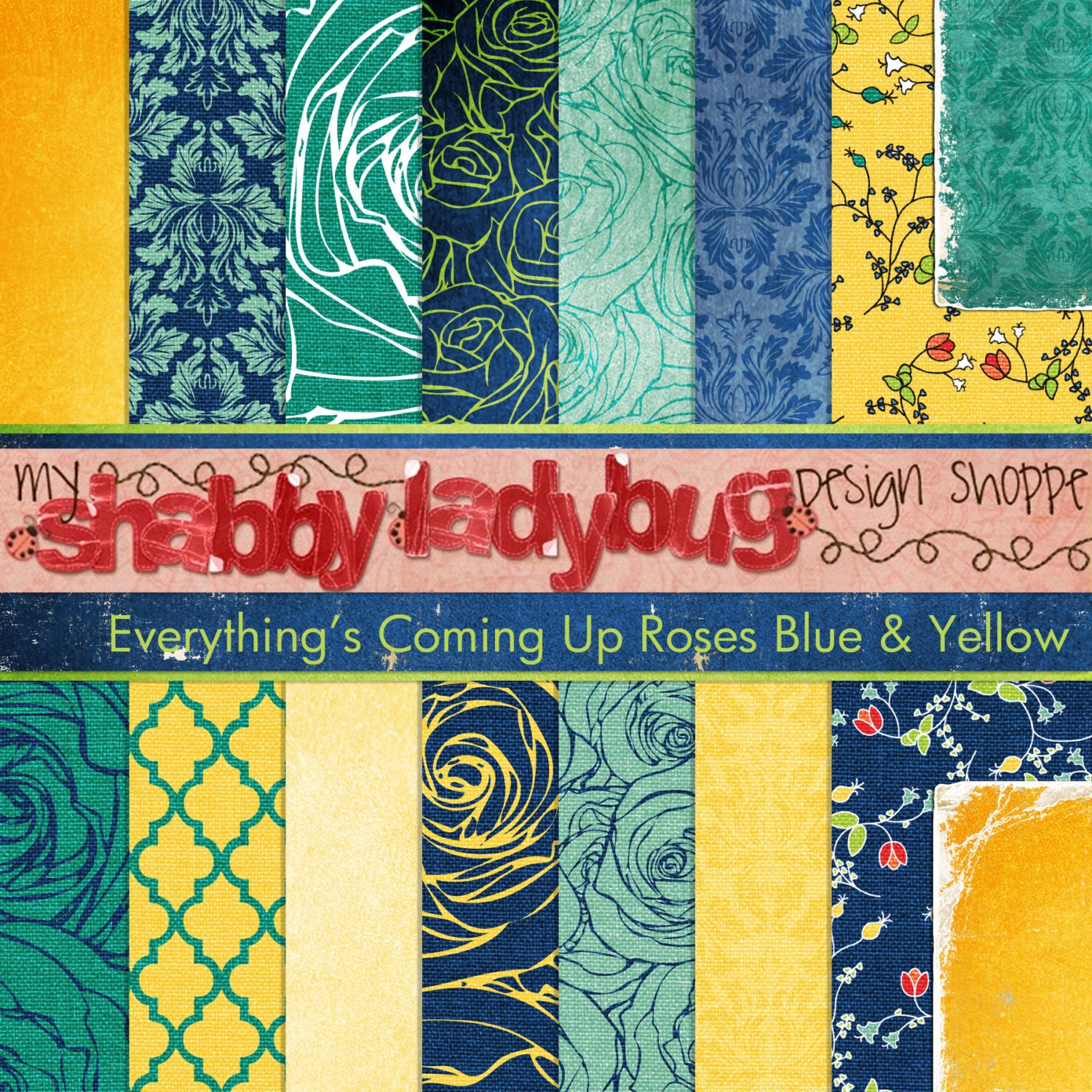 Everything's Coming up Roses Textured Digital Paper Instant Download ...