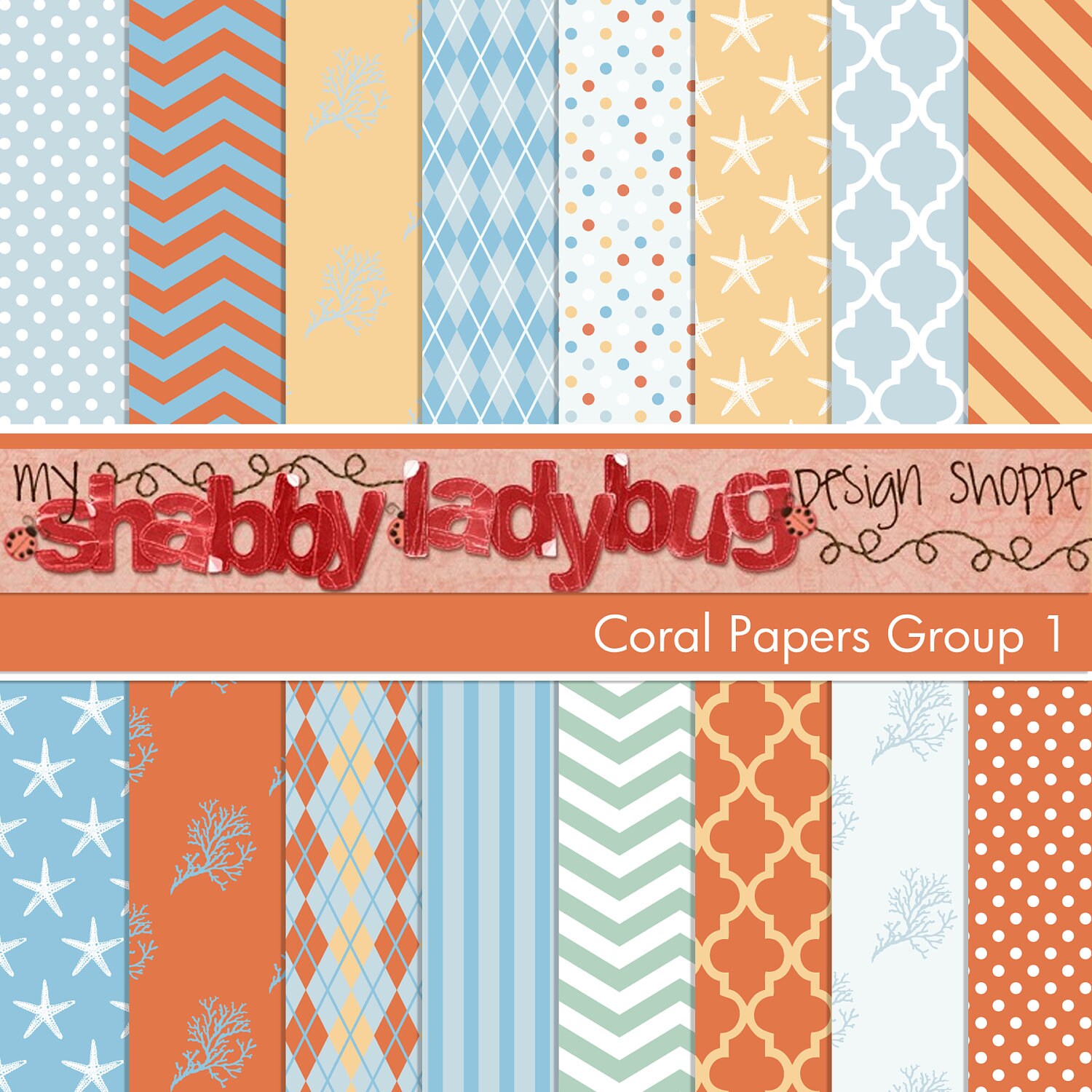 Coral Digital Paper Collection Group 4: 16 Individual 12x12" 300 Dpi ...