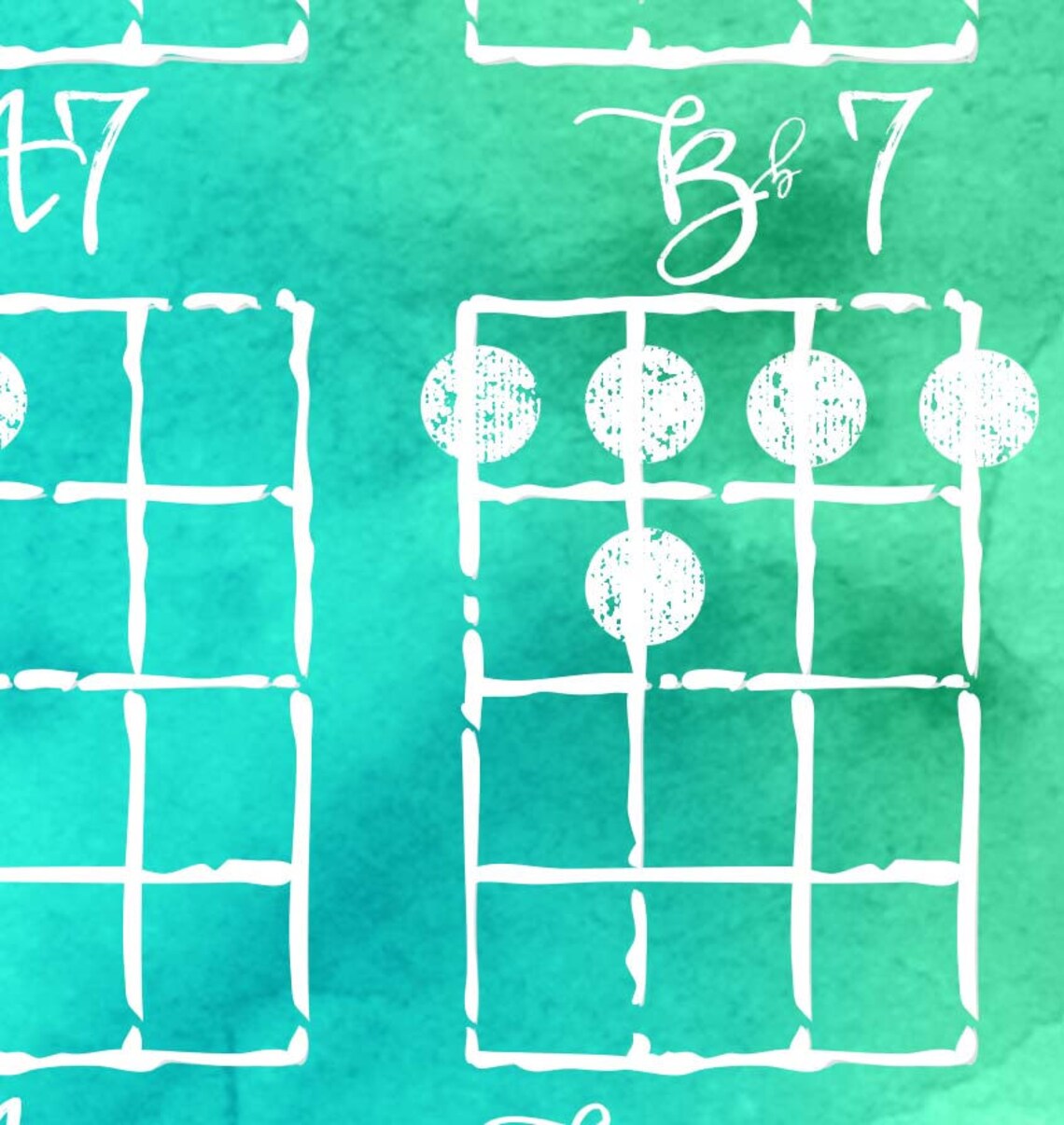 Watercolor Ukulele Chord Chart - Etsy