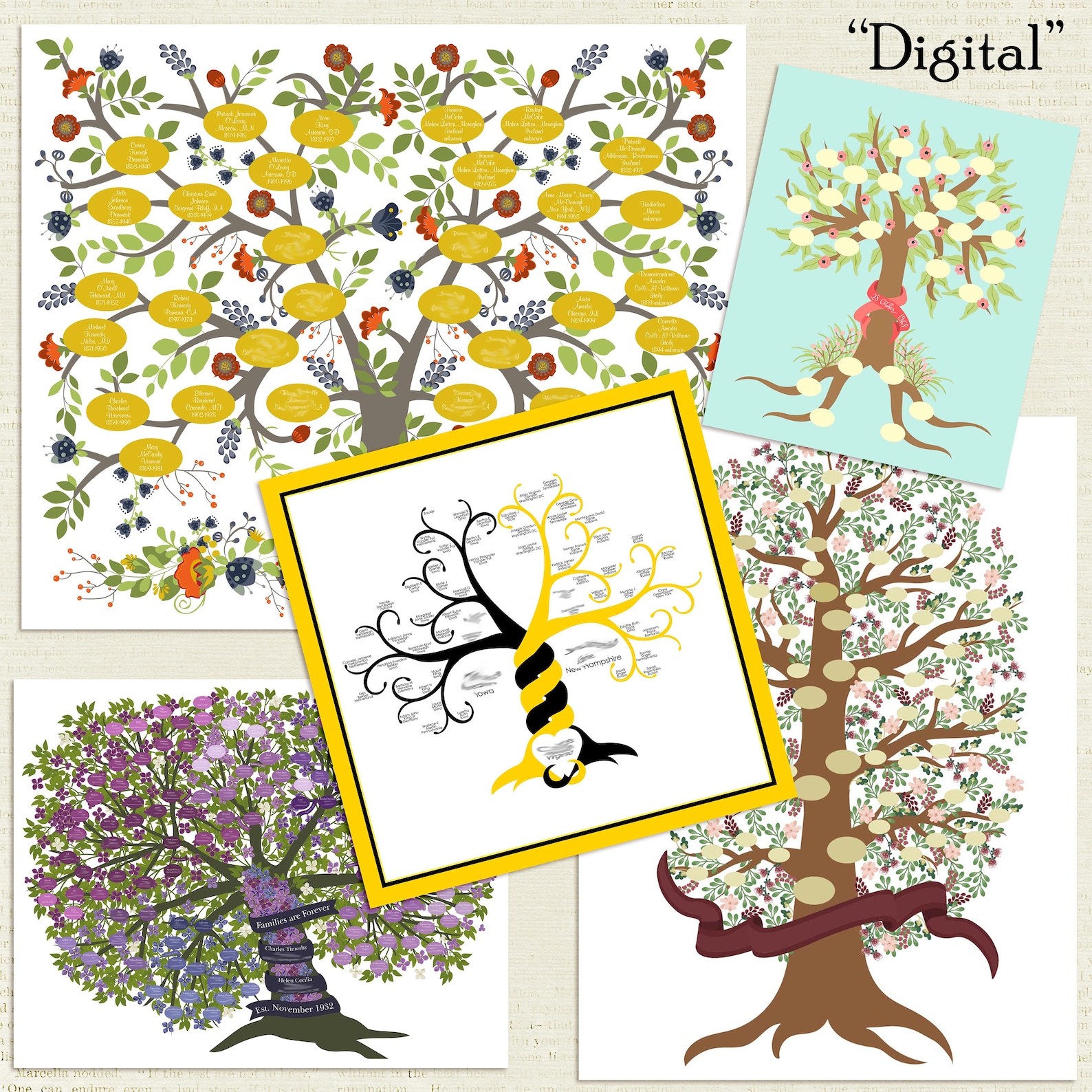 Multi-generational Custom Family Tree Ancestors AND Descendants - Etsy