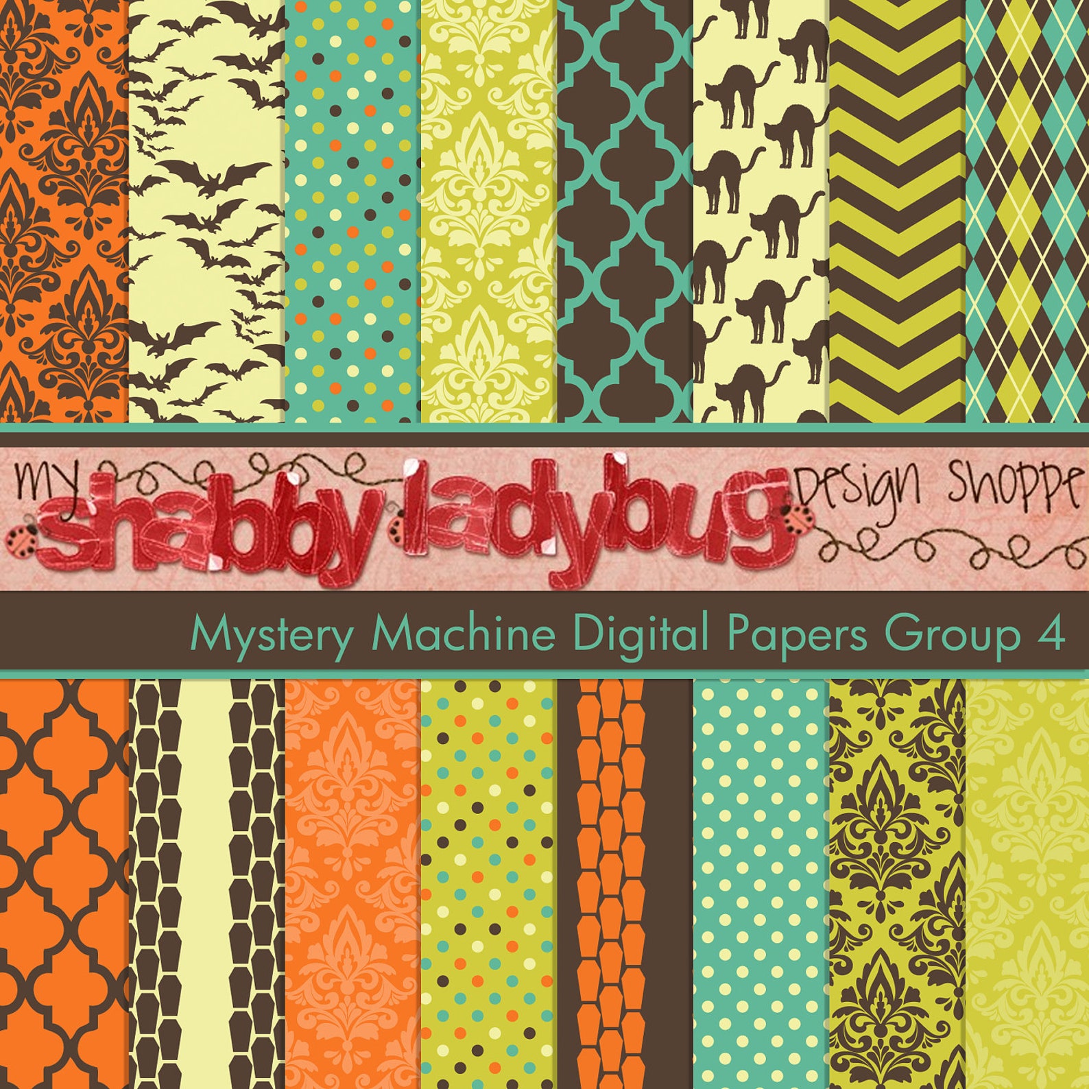 Mystery Machine Halloween Digital Paper Collection Group 4: 16 ...