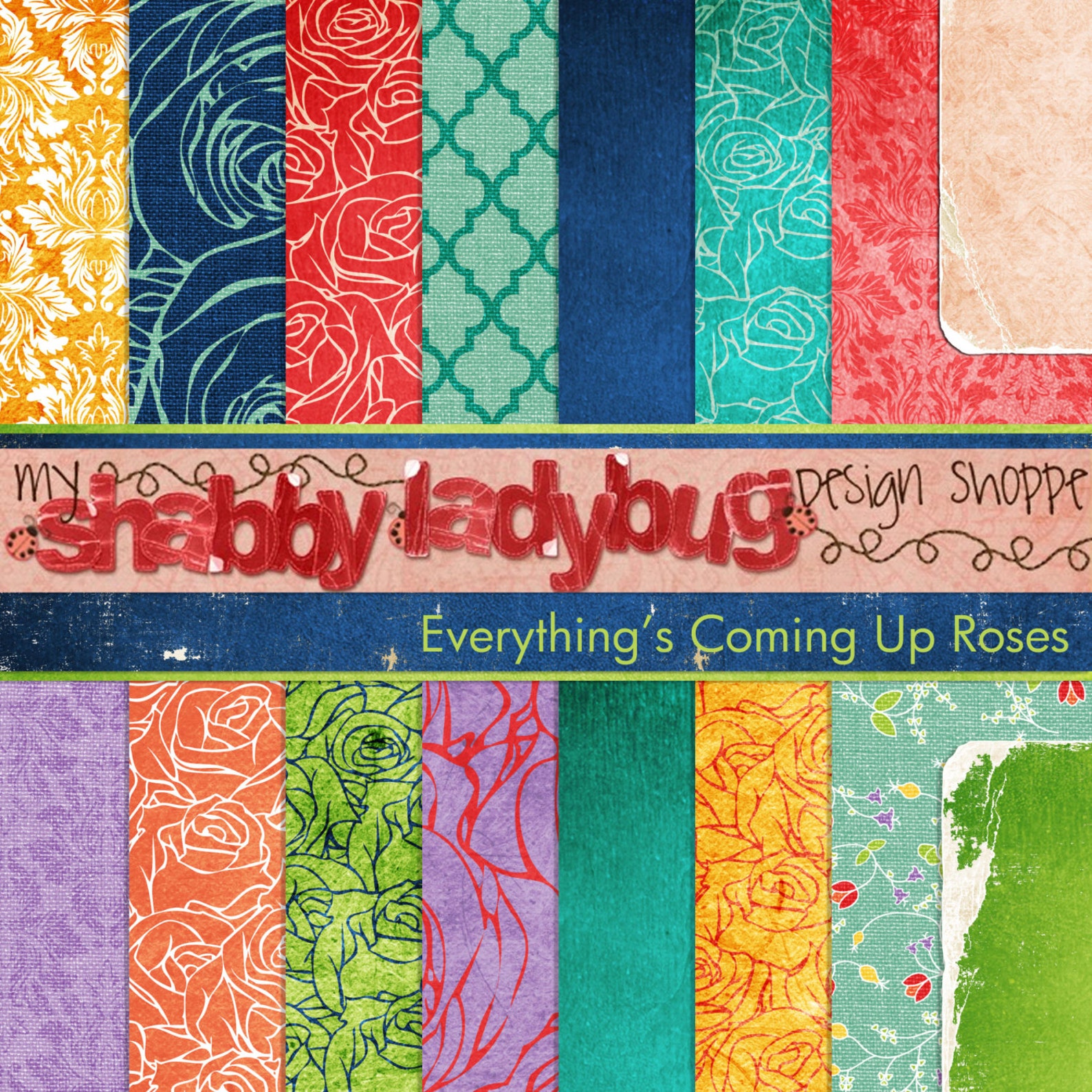 Everything's Coming up Roses Textured Digital Paper Instant Download ...