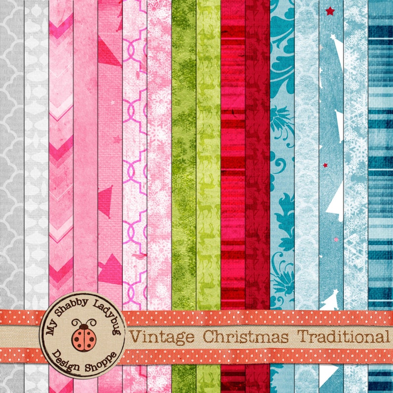 HUGE Digital Mega Kit! Ribbons, Snowflakes, 16 12x12 Textured Papers ...