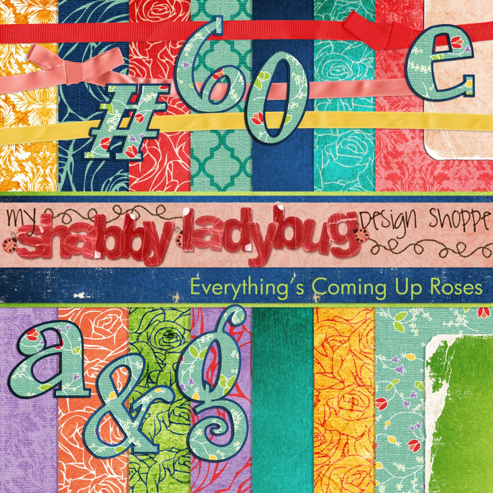 Everything's Coming up Roses Textured Digital Paper Instant Download ...