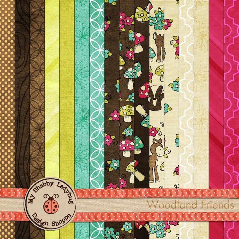 Woodland Friends Textured Papers Instant Download! Little Girl ...