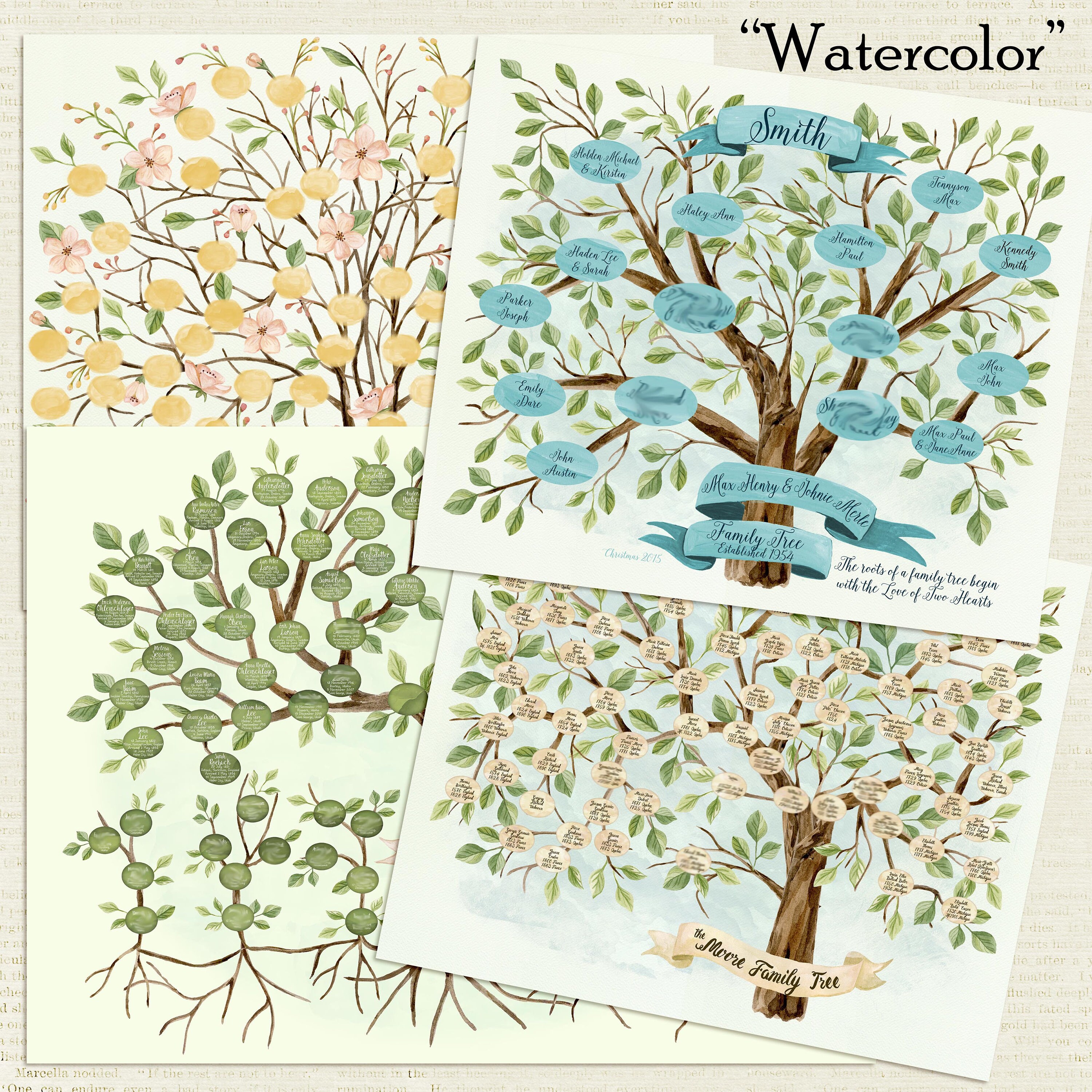 Multi-generational Custom Family Tree Ancestors AND Descendants - Etsy
