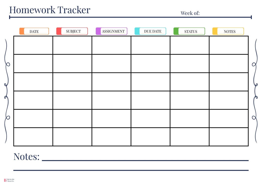 Editable Homework Tracker | Weekly Student Assignment Planner | Canva ...