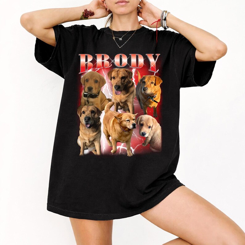 Custom Dog Mum Bootleg T-shirt, Personalized Pet Photo Collage, Retro ...