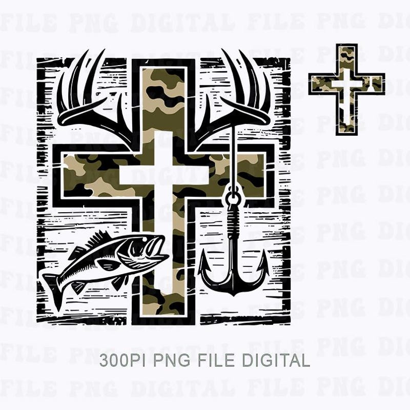 Deer and Cross Png - Etsy