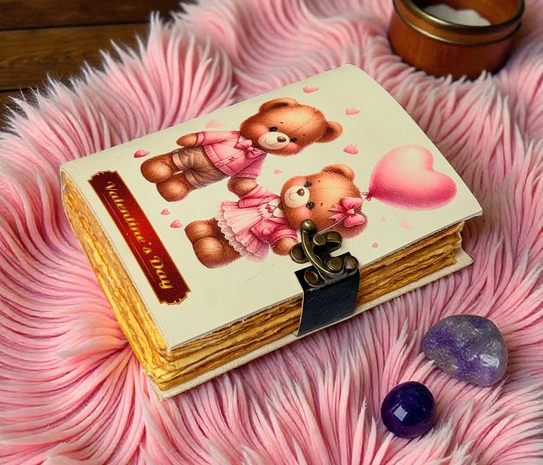 Valentine’s Day Love Leather Journal Cute Teddy Bear Notebook Gift for ...
