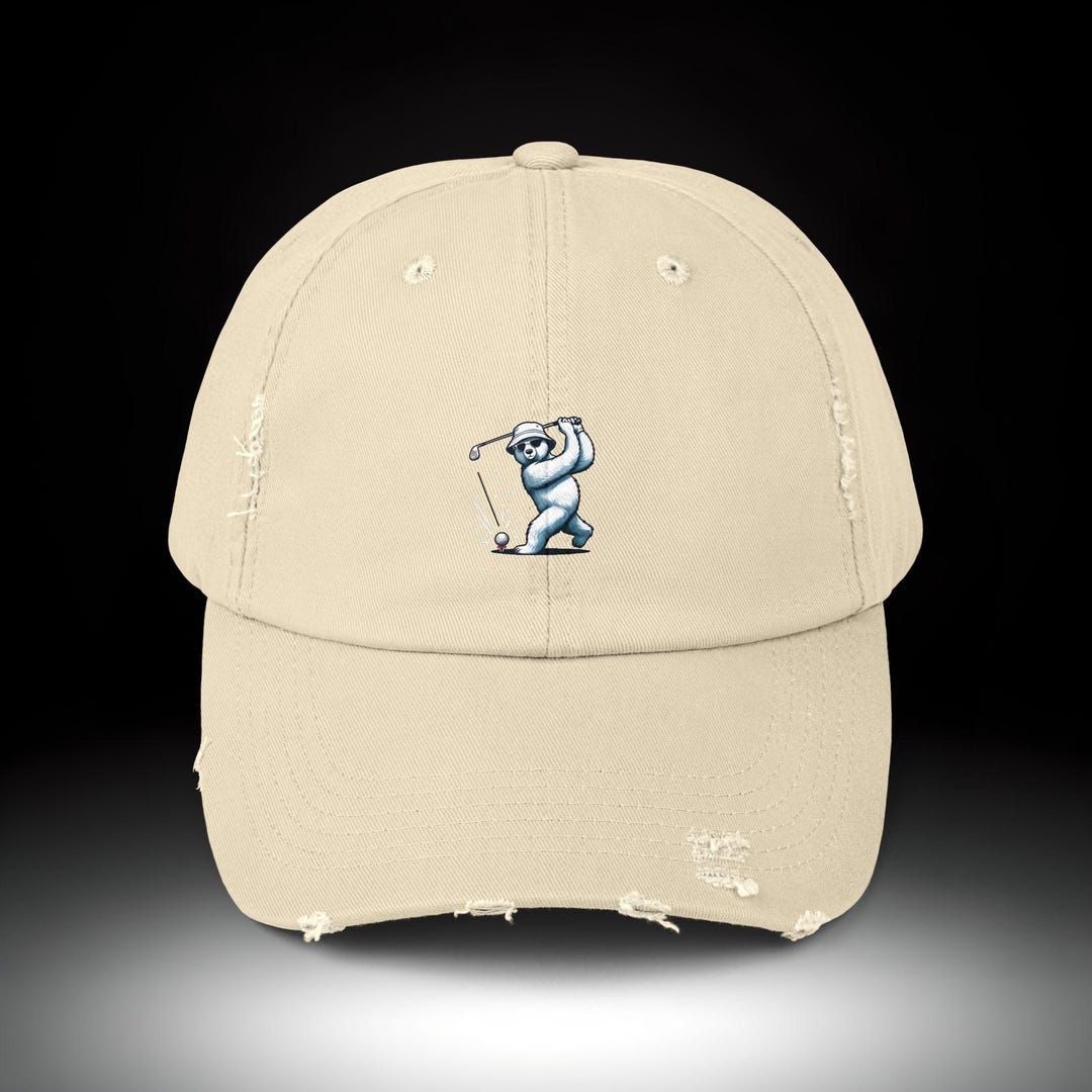 Distressed Baseball Cap With Vintage Yeti Design, Unisex Depressed Cap ...