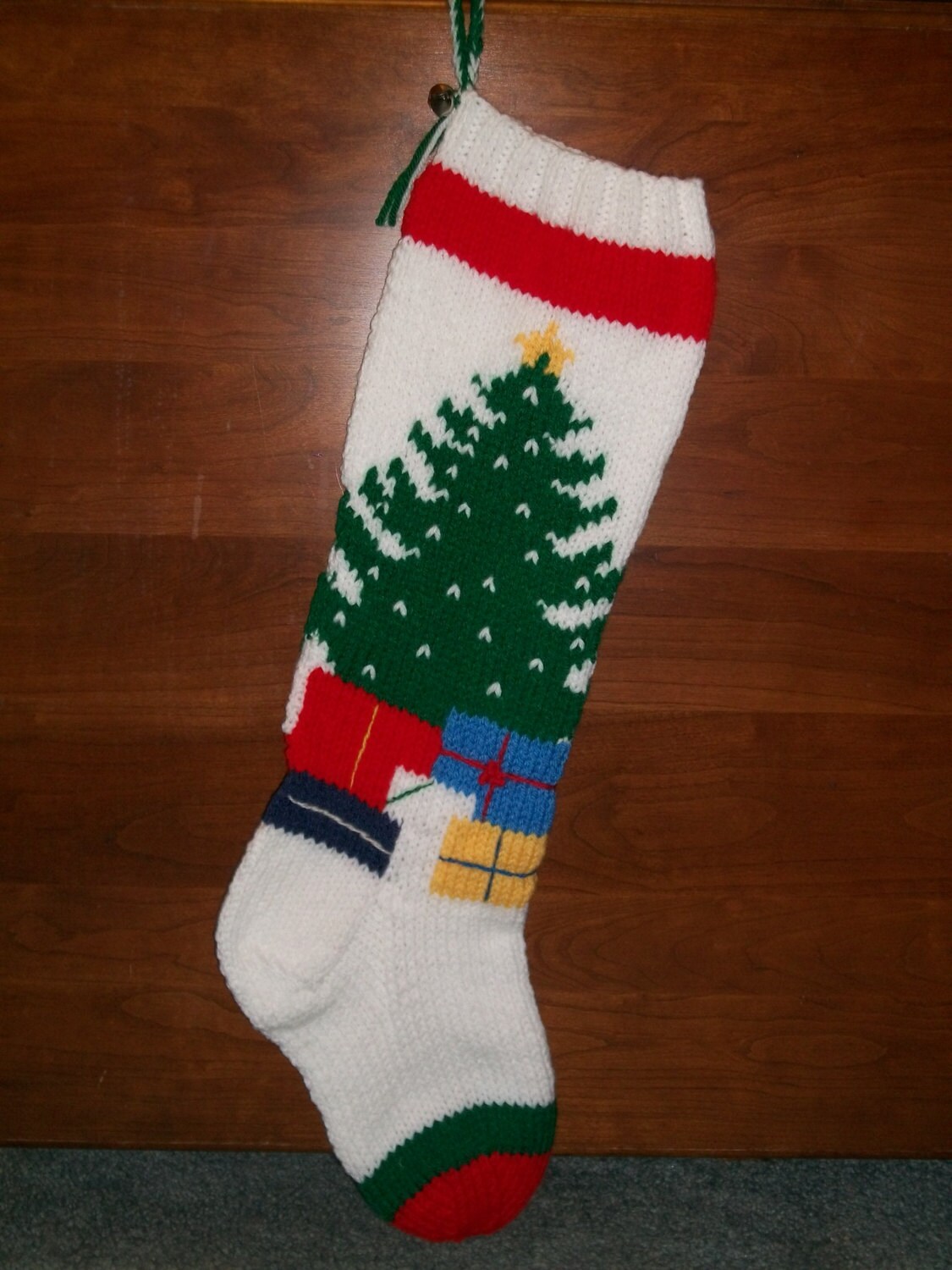 PRINTED Pattern Only Hand Knitted Christmas Tree Stocking - Etsy