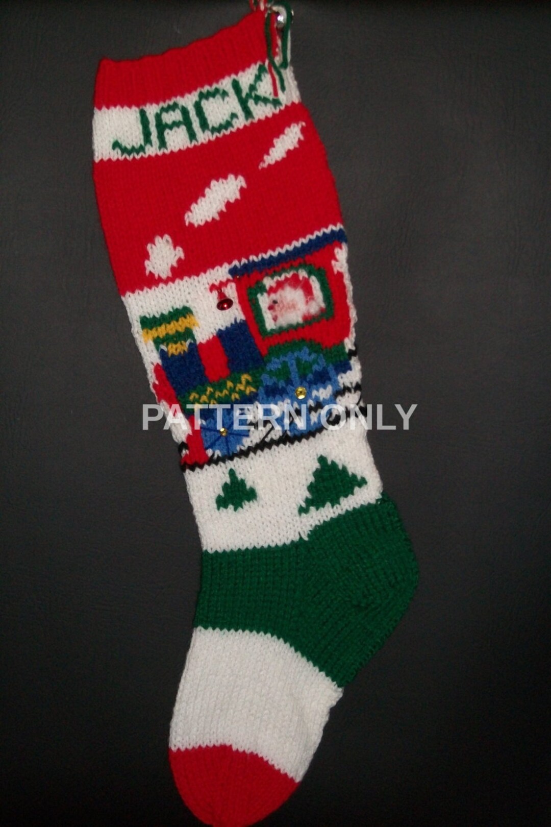 PDF Pattern Only Hand Knitted Santa on a Train Christmas Stocking - Etsy
