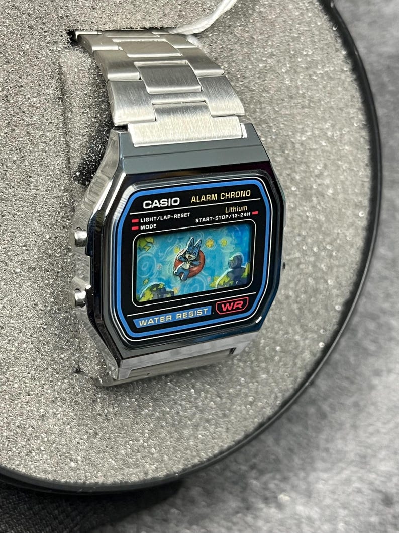 Casio A158 - “pokemon : Swimming Lucario” - 3D Paper Crafted Watch - Etsy