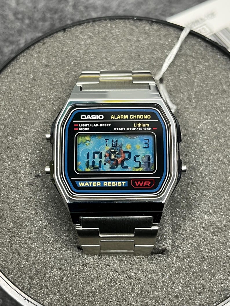 Casio A158 - “pokemon : Swimming Lucario” - 3D Paper Crafted Watch - Etsy