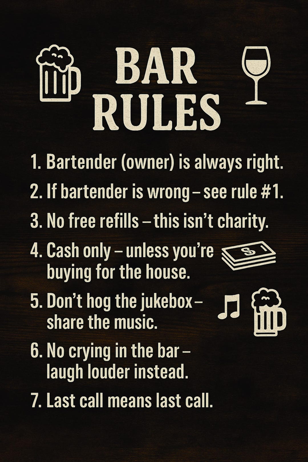 Funny Bar Rules Sign: Man Cave Decor (digital Download) - Etsy