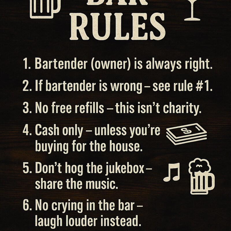 Bar Rules Sign - Etsy