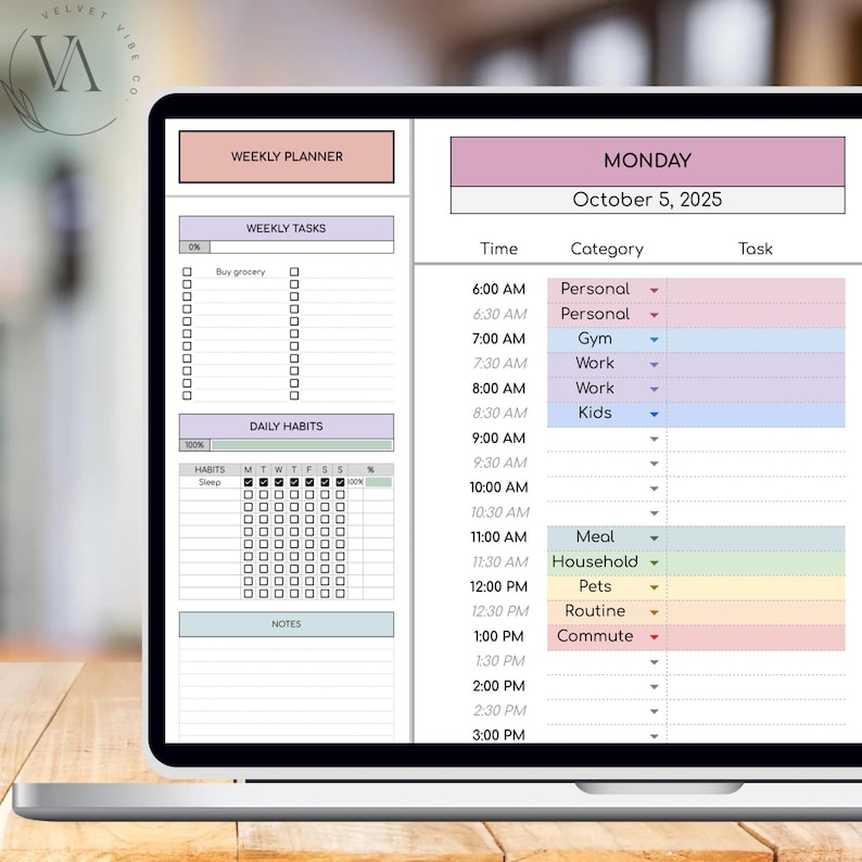 ADHD Weekly Planner Google Sheets | Digital Habit Tracker - Etsy