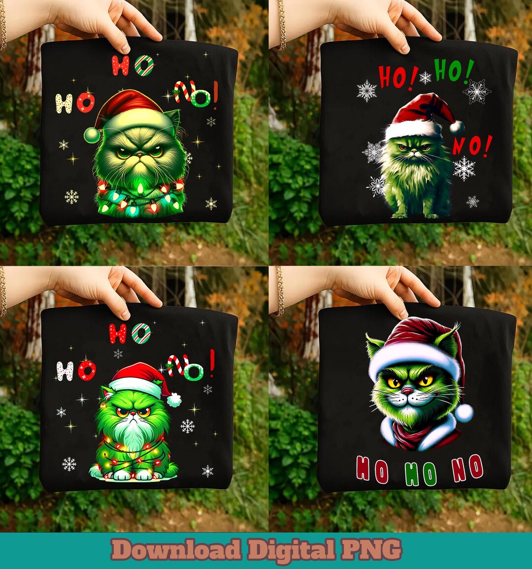 Grumpy Green Christmas Character PNG, Funny Santa Hat Creature Art, Ho ...