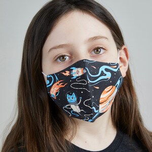 Space Cat Unisex Youth Mask. 100% Kona Cotton Kids Mask for Boys and ...