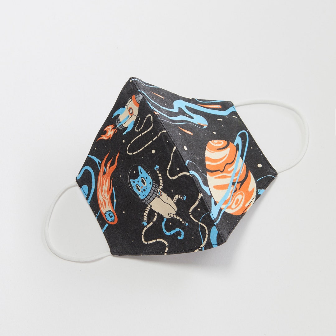 Space Cat Unisex Youth Mask. 100% Kona Cotton Kids Mask for Boys and ...