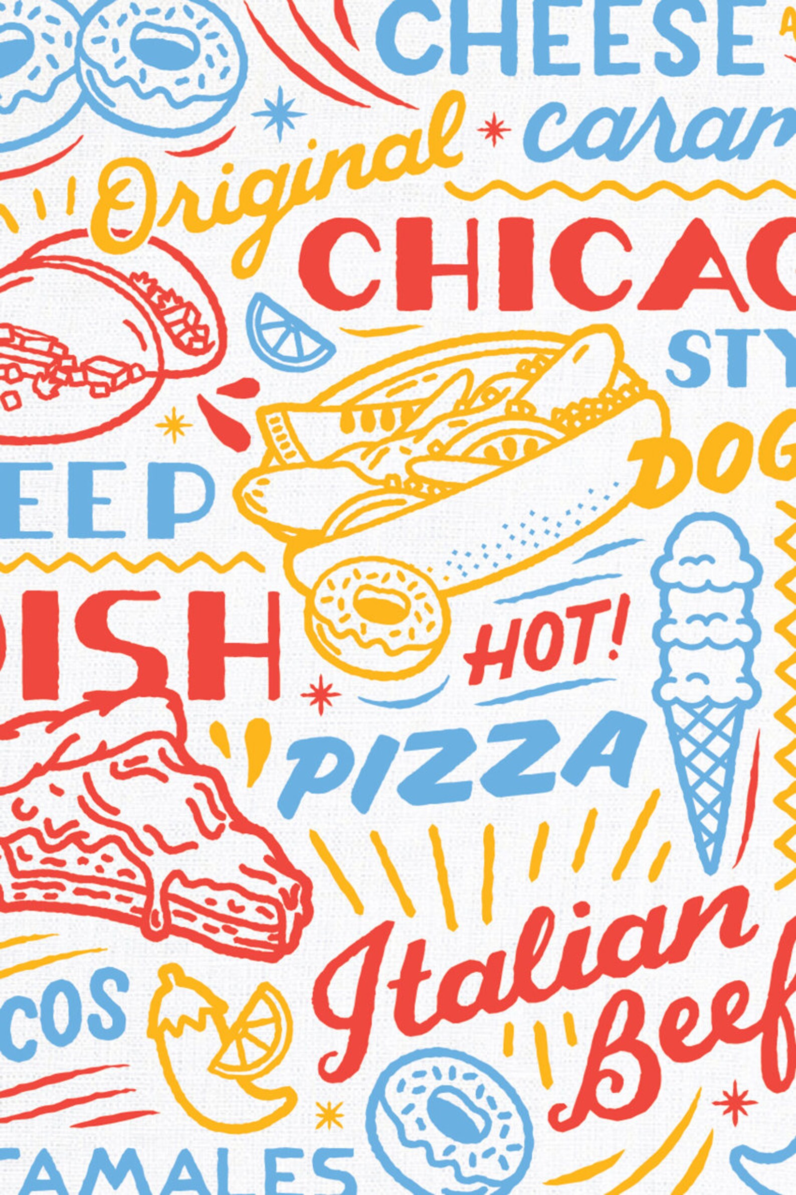 Chicago Sign Flour Sack Towel. Food Drinks Illinois Hot Dog - Etsy