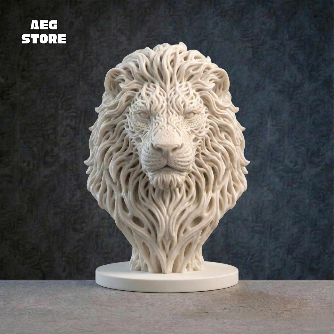 Detailed Lion Bust 3D STL File - Etsy