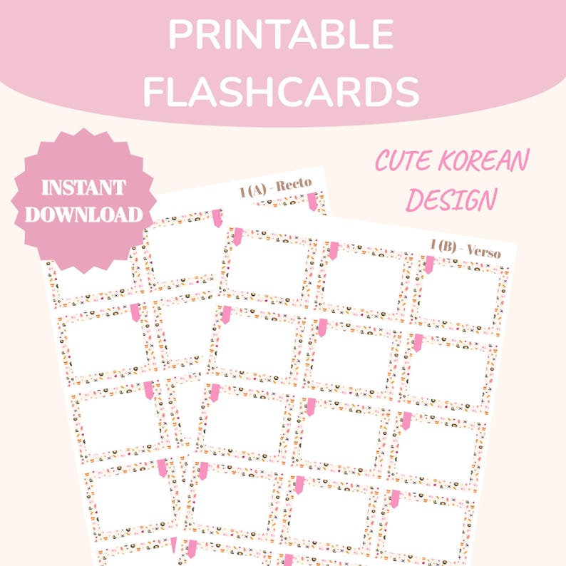 Blank Printable Flashcards Template Learning Materials Custom Flashcard ...