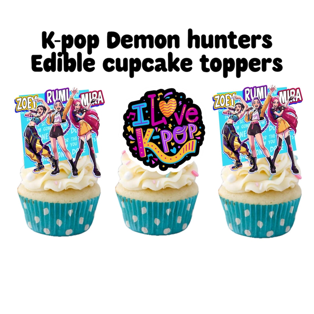 Kpop Demon Hunters Cupcake Toppers , K-pop Demon Hunters Edible Cupcake ...