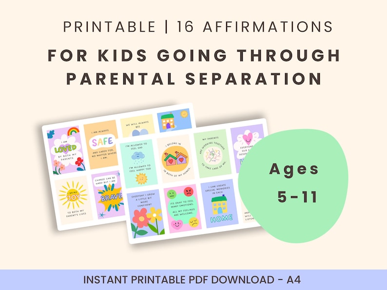 Printable Divorce Support Cards for Kids | Two Homes Coping Skills | Co ...