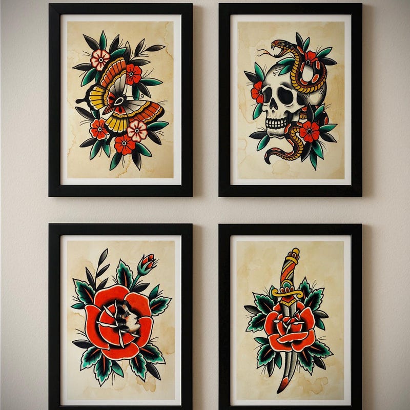 Tattoo Flash Art Painting - Etsy