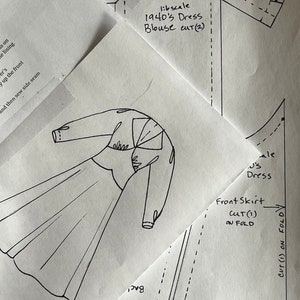 1:6 Scale 1940’s Dress ADVANCED Paper PATTERN for Action Figures Barbie ...