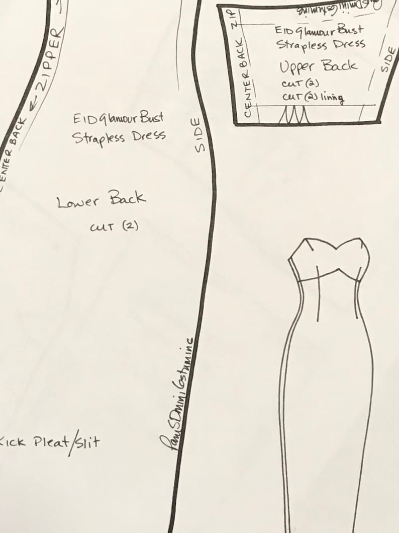 EID Strapless Dress INTERMEDIATE Paper PATTERN for Bid Dollfie | Etsy