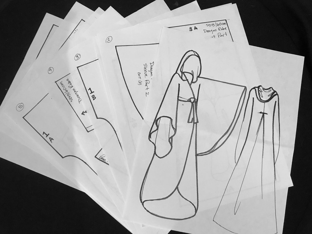 Sd13/60cm Dragon Robe INTERMEDIATE Paper PATTERN for Action BJD and ...