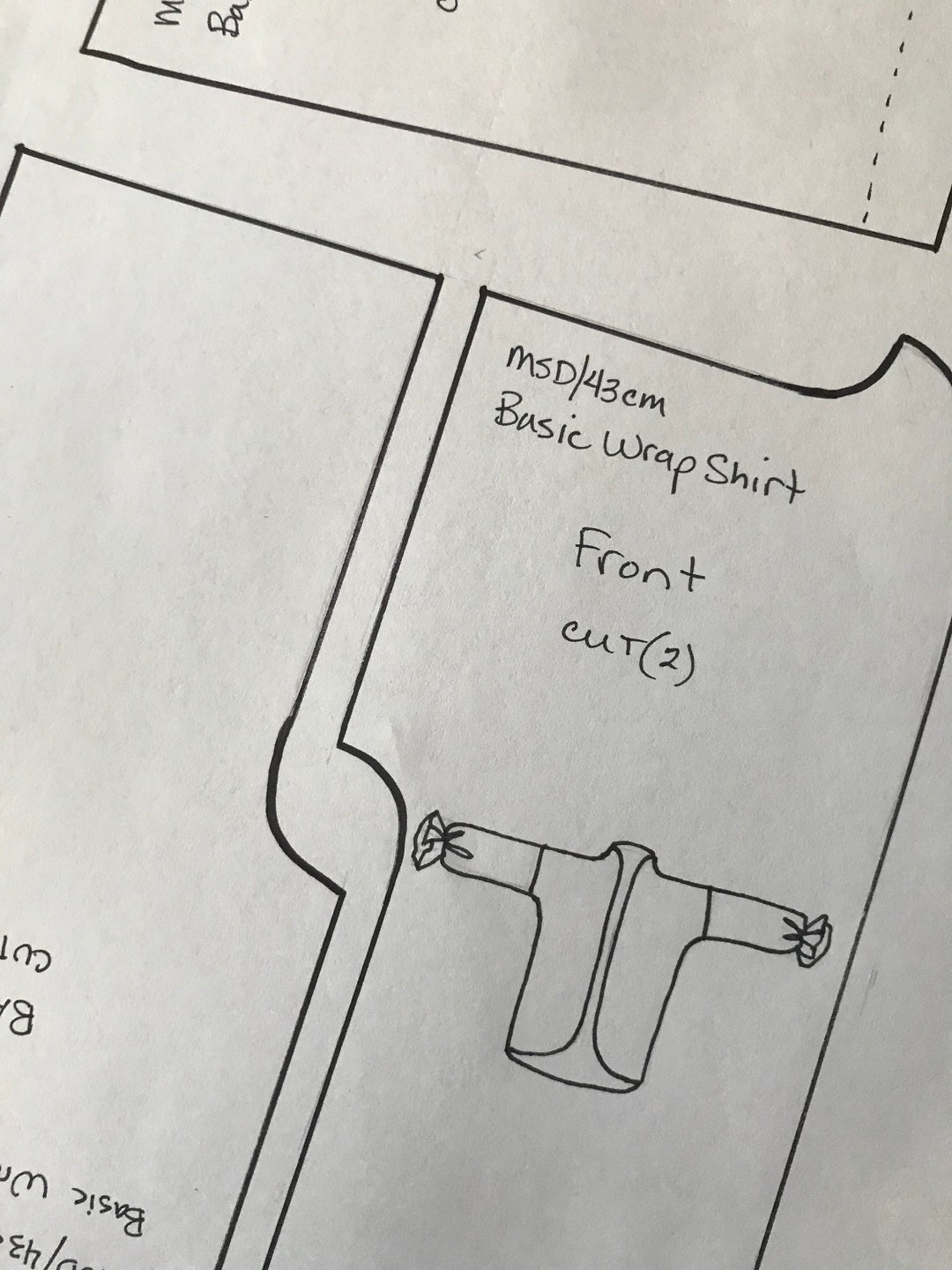 Msd/43cm Basic Wrap Shirt EASY Paper PATTERN for Bid Dollfie - Etsy