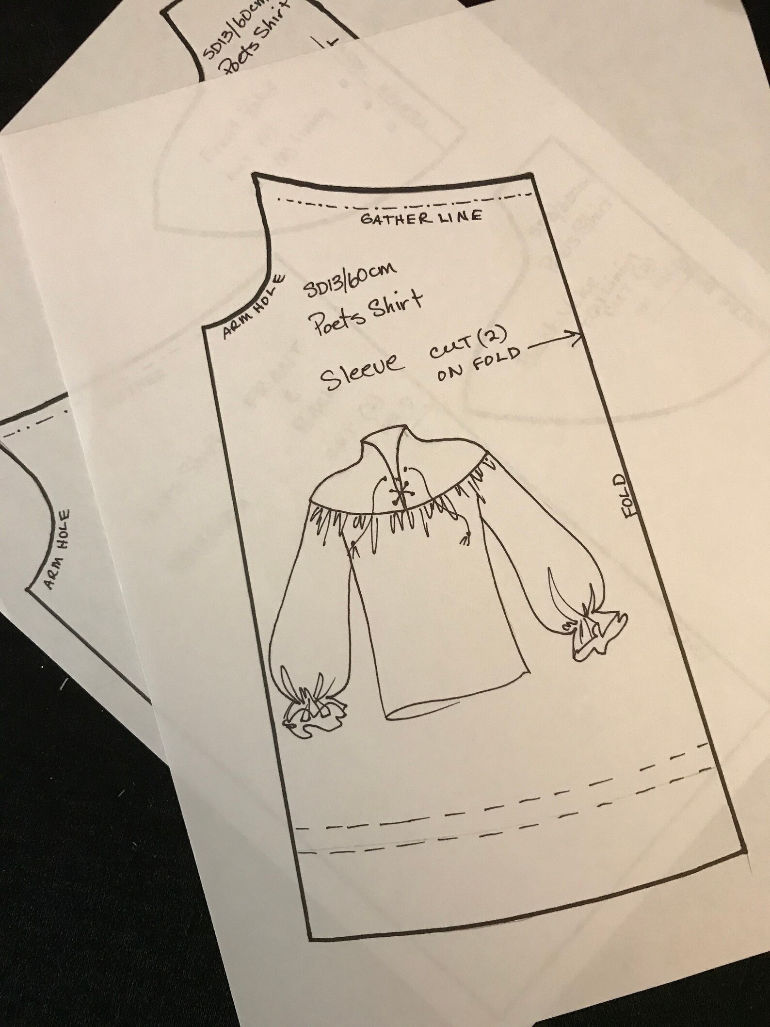 Sd13/60cm Poets Shirt INTERMEDIATE Paper PATTERN for Bid Dollfie Boys ...