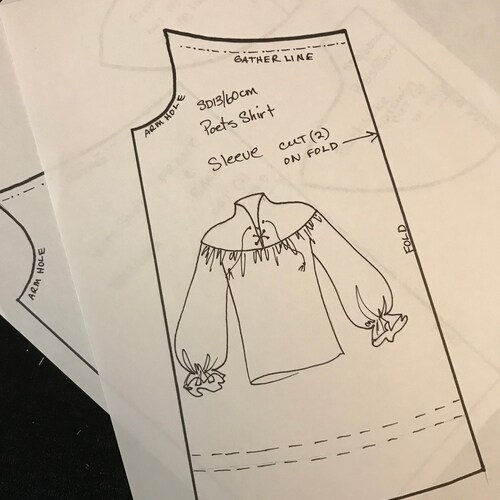 Sd13/60cm Poets Shirt INTERMEDIATE Paper PATTERN for Bid - Etsy